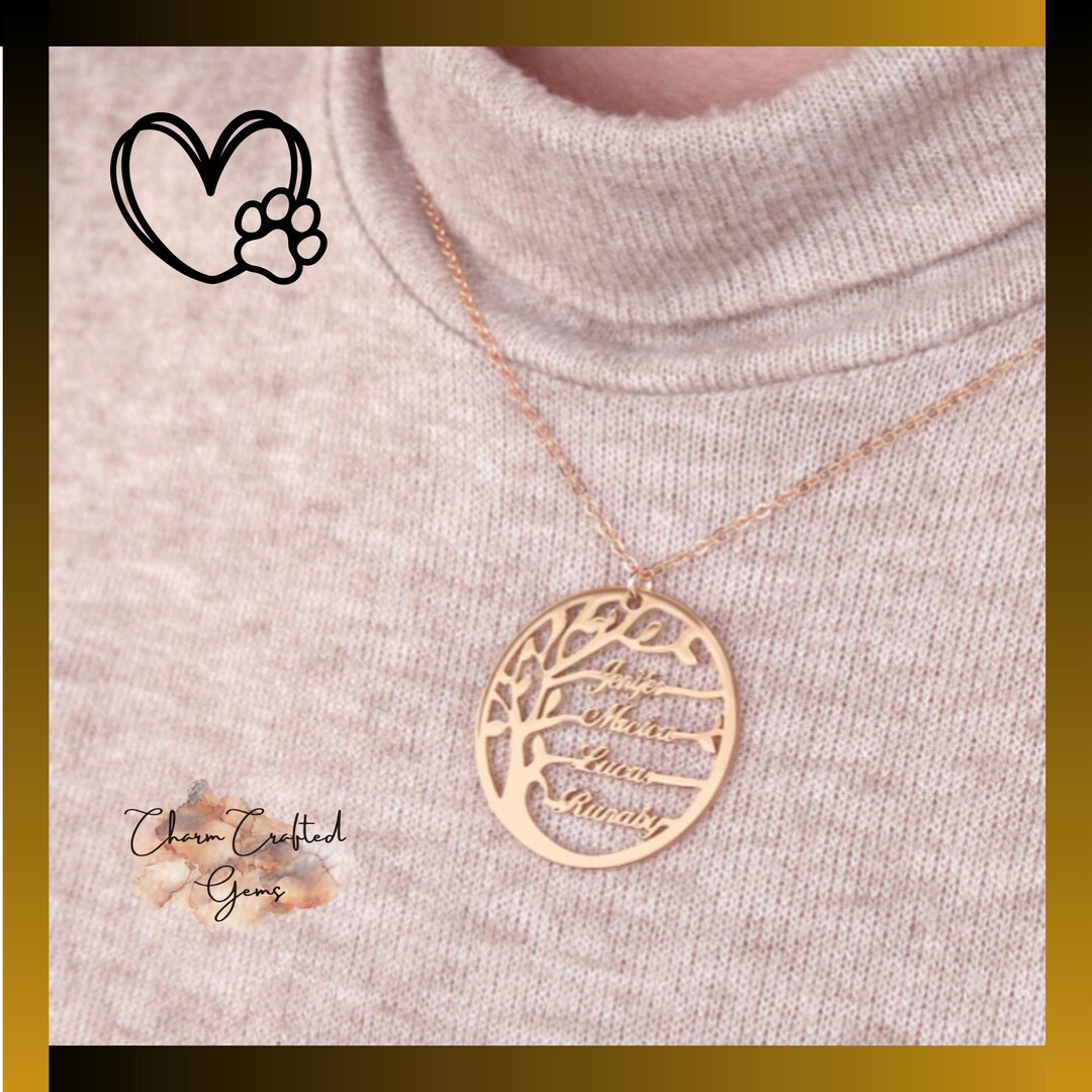 Custom Tree Name Necklace Family Tree Necklace Engraved - Etsy