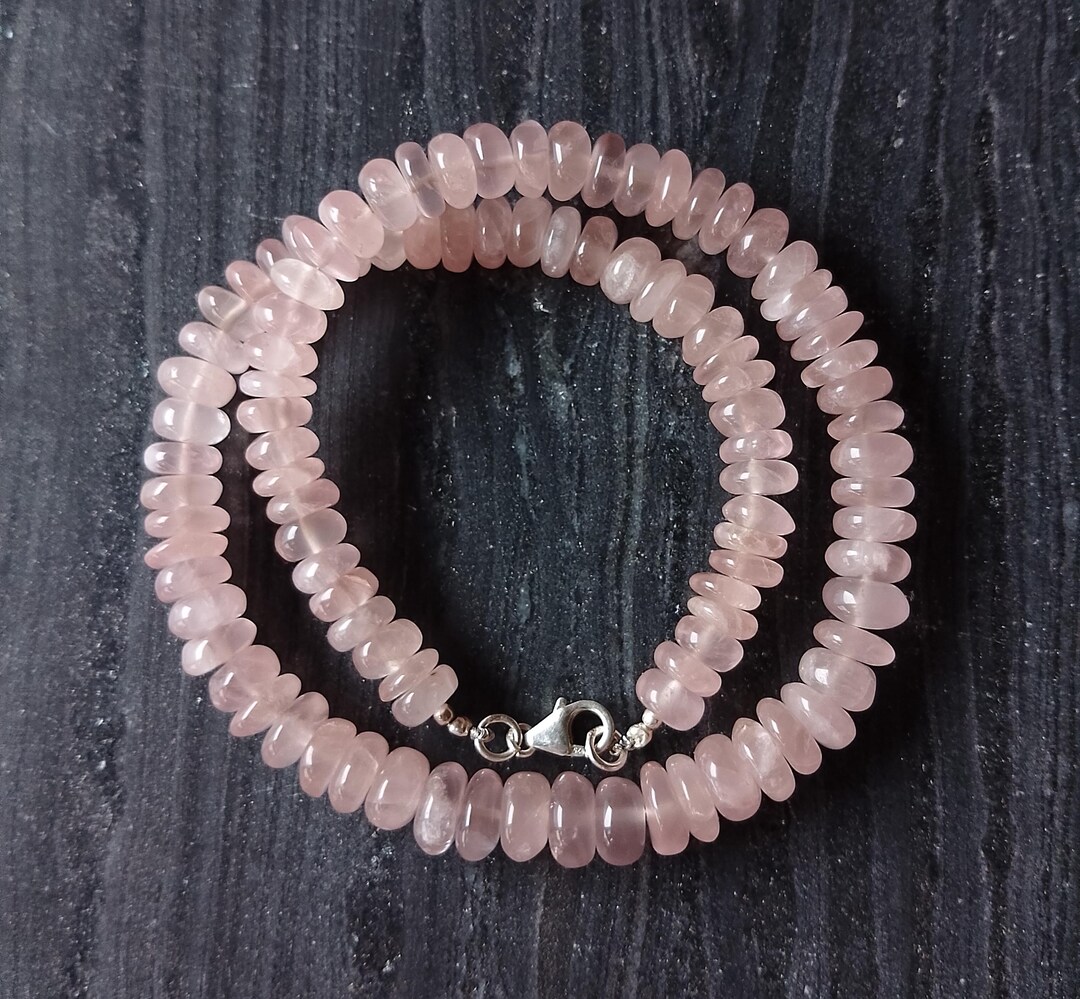 Rose Quartz Beads Necklace, Rose Quartz 8 Mm Smooth Rondelle Beads ...