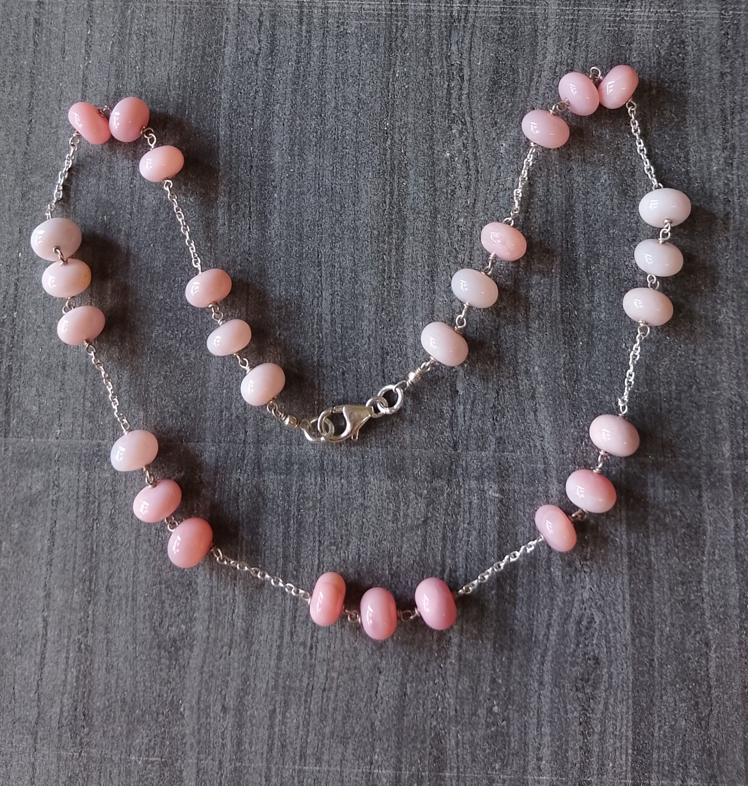 Pink opal bead necklace store