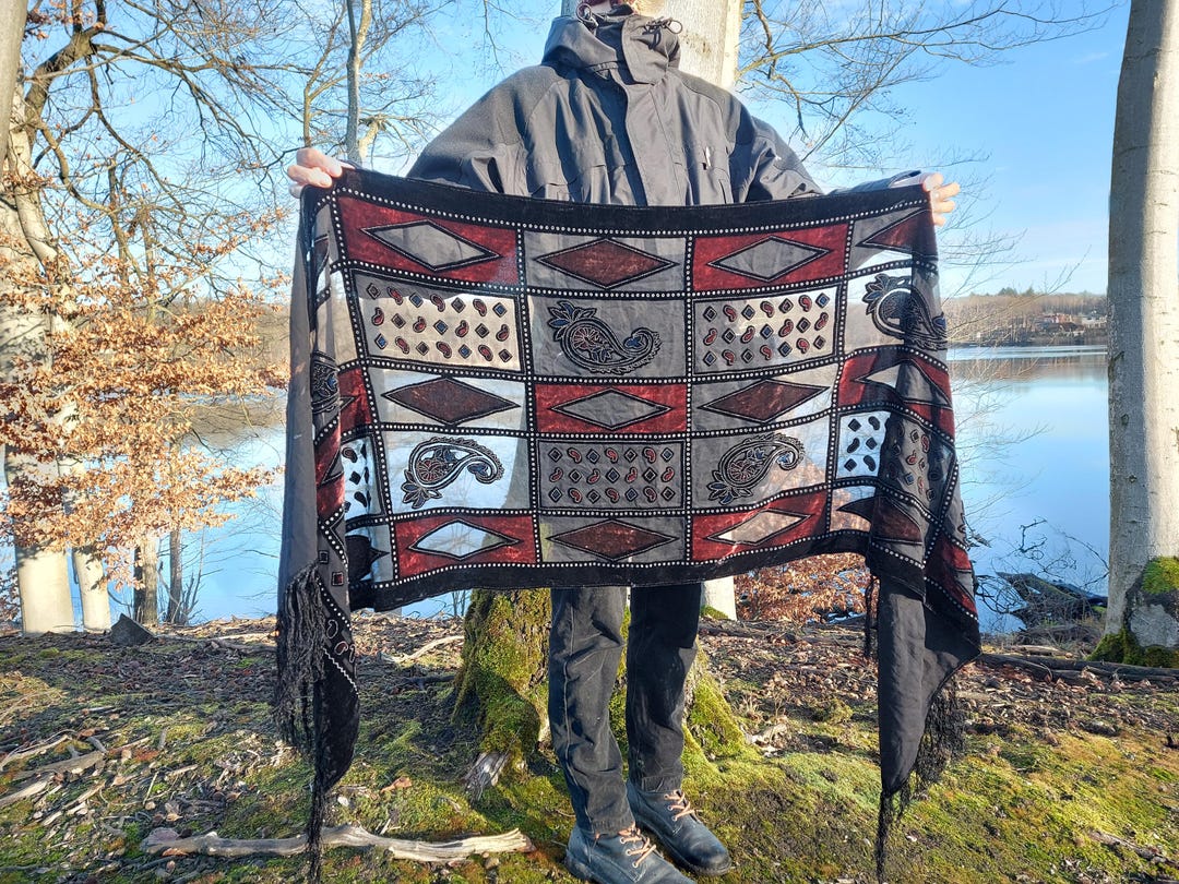 Black Velvet Unique Silk Muffler, Transparent Color Changing Crimson ...