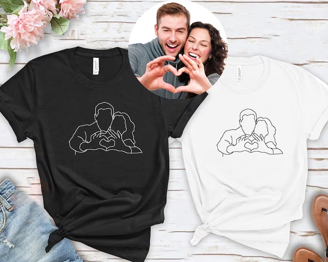 AT1388 Custom Photo Shirtsportrait From Photo Shirtcouples - Etsy