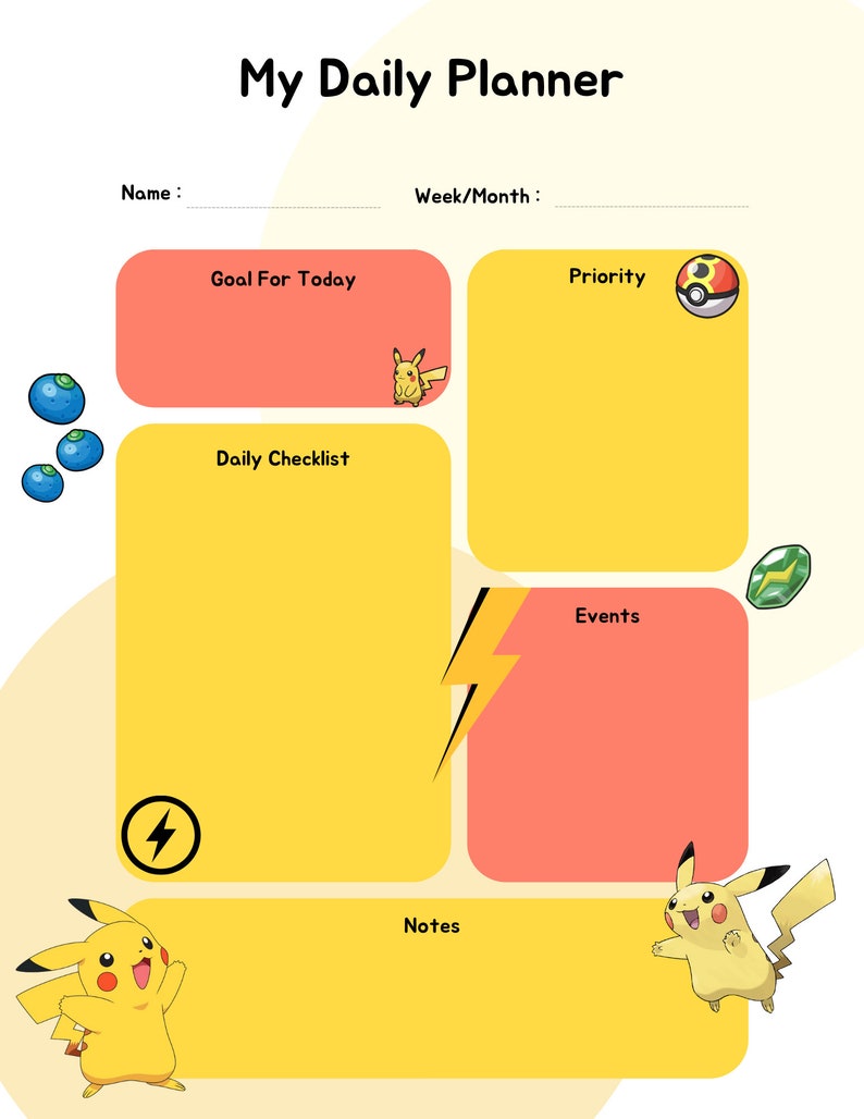 Pokémon Daily Planner BUNDLE 8 Pokémon Charizard, Pikachu, Psyduck ...