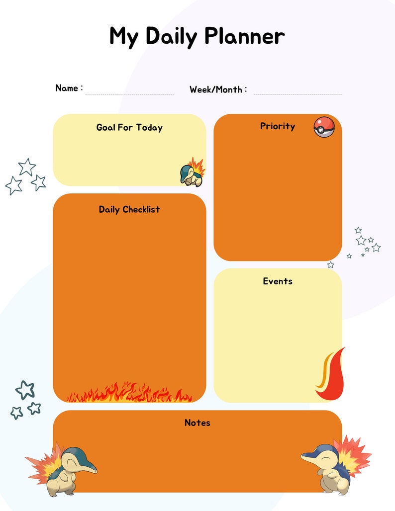 Pokémon Daily Planner BUNDLE 8 Pokémon Charizard, Pikachu, Psyduck ...