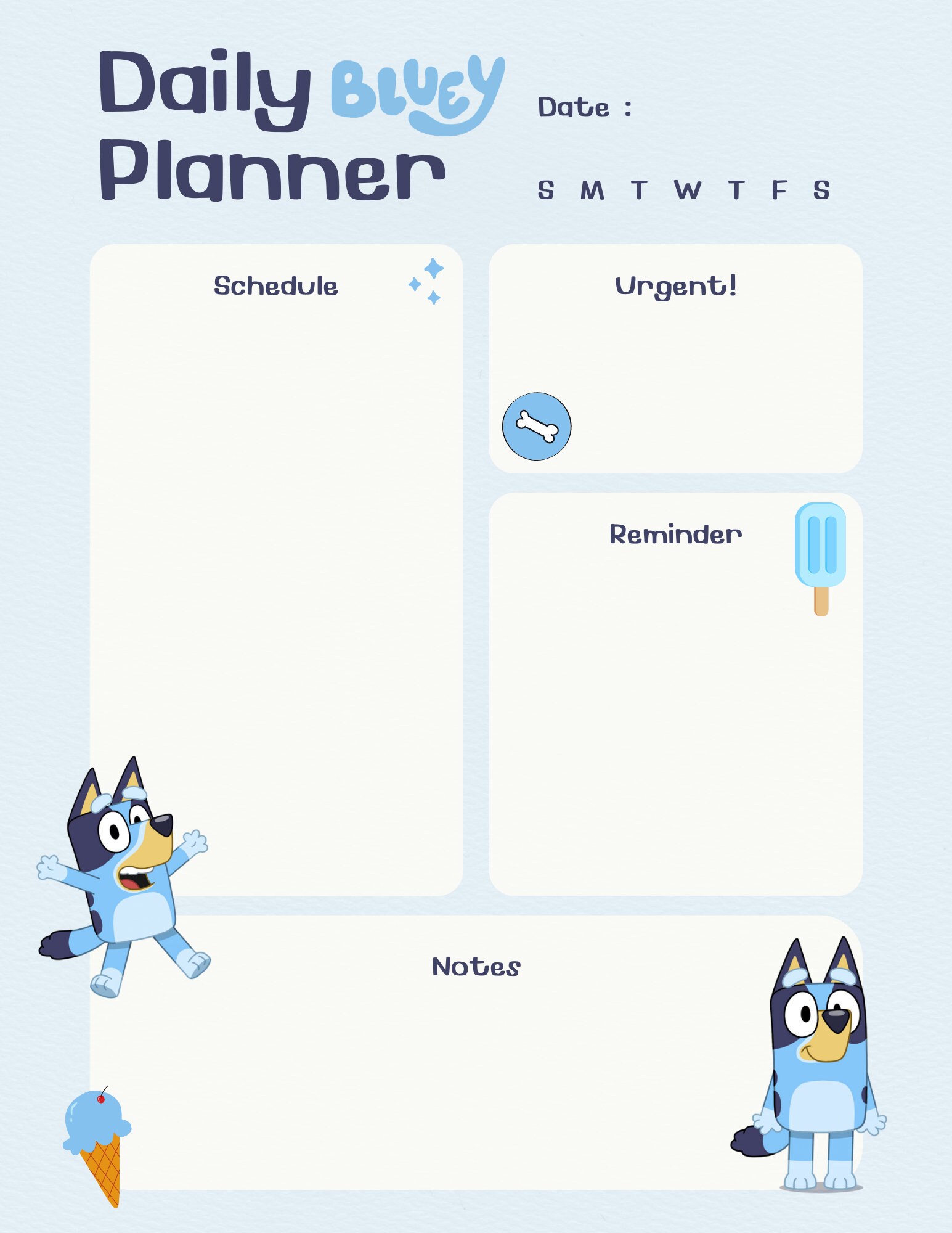 Bluey & Bingo Digital Daily Planners Fun Organization for Children and ...