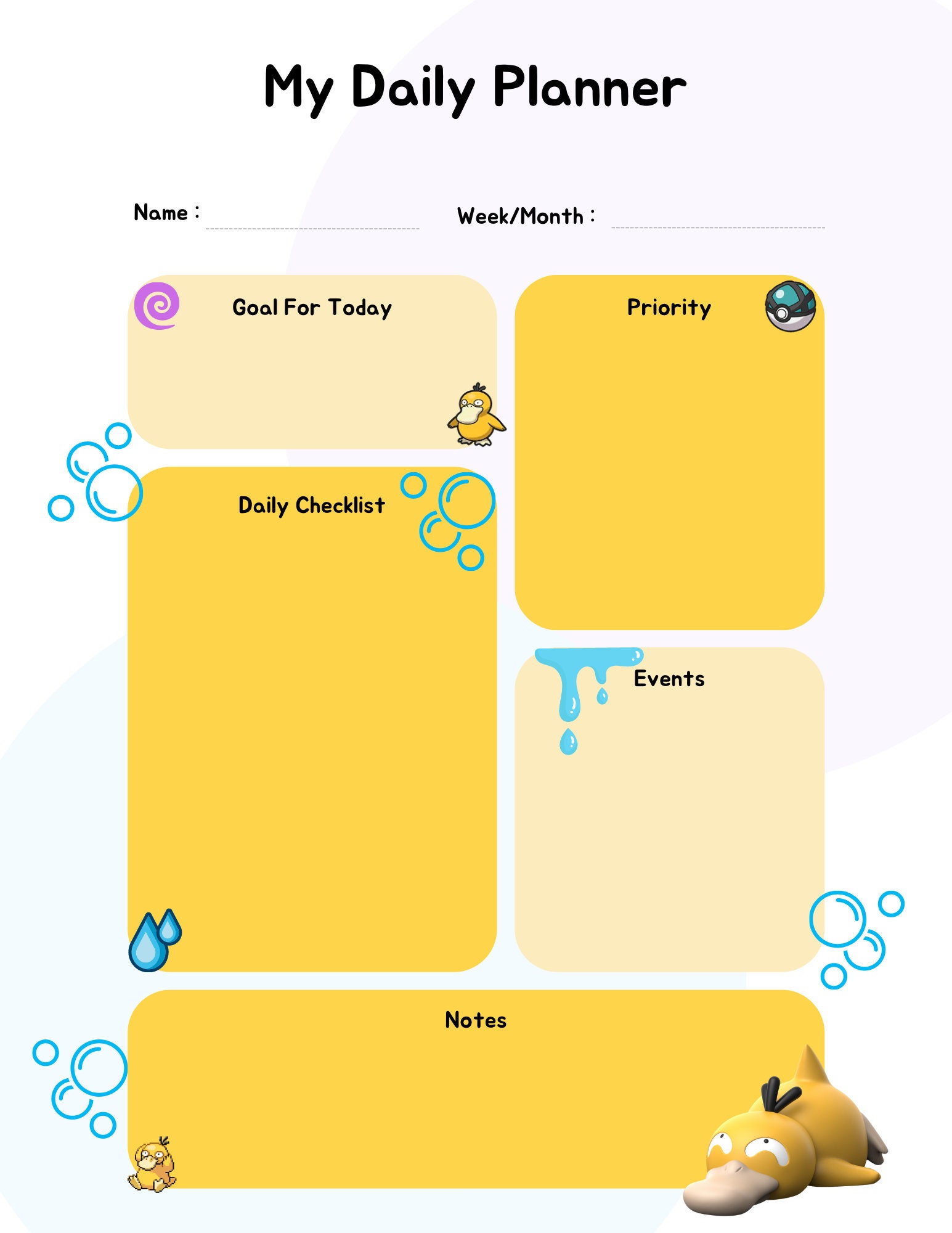 Pokémon Daily Planner BUNDLE 8 Pokémon Charizard, Pikachu, Psyduck ...