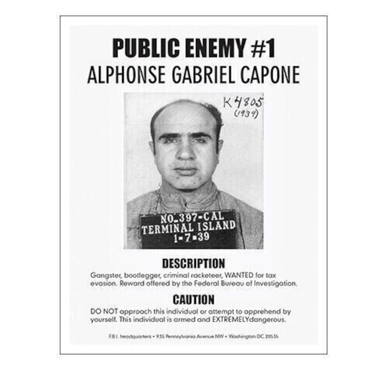 Al Capone Wanted Poster 11x14 Mafia Gangster Scarface History - Etsy