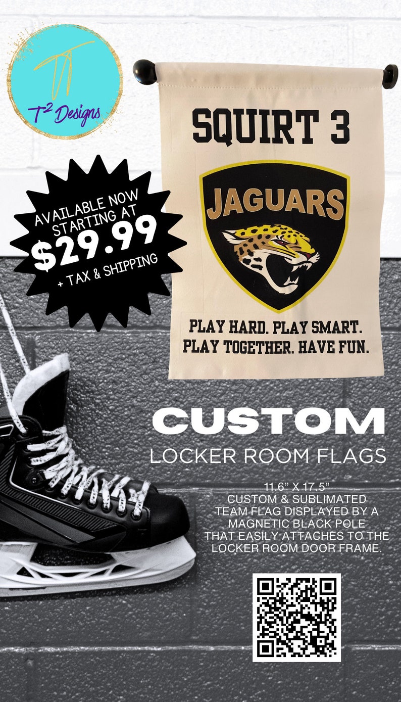 Hockey Locker Room Flag - Magnetic Custom Design Team Logo - Etsy