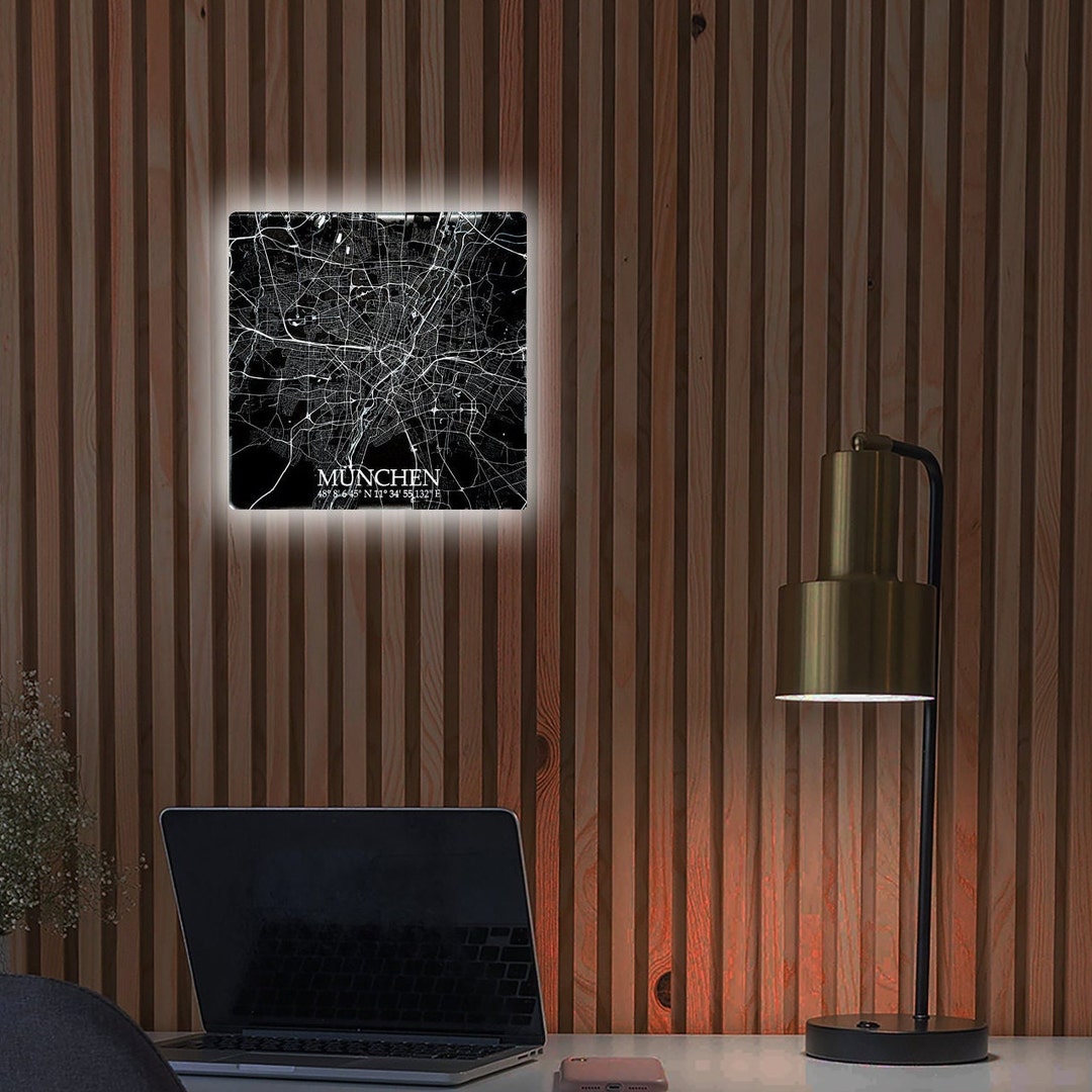 3D Lamp City Map of Munich, Gift, Wall and Table Lamp, German and ...