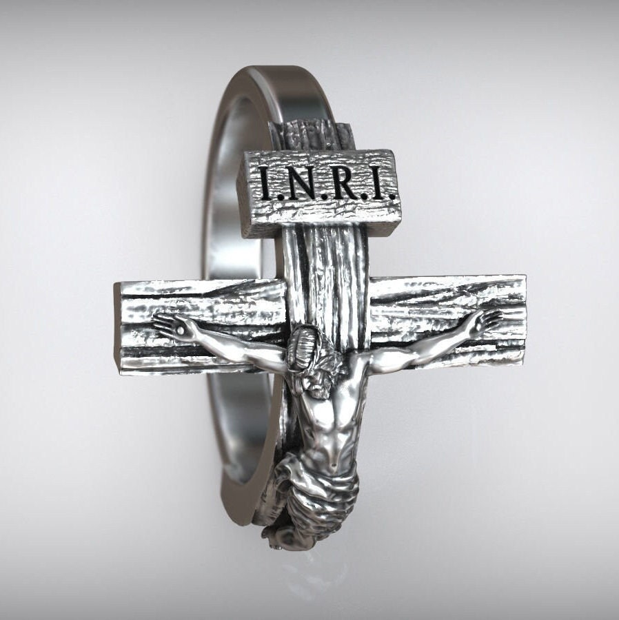 925 Sterling Silver Crucifix Ring,signet Jesus Ring for Men Women ...