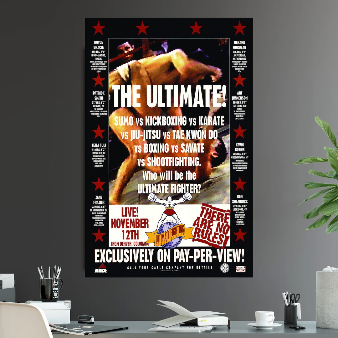 UFC 1 Fight Poster Print 11x16 Royce Gracie Vs Ken Shamrock First ...