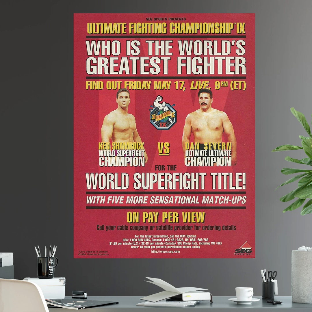 UFC 9 IX David Vs. Goliath Fight Poster Print 11x16 Ken Shamrock Vs Dan ...