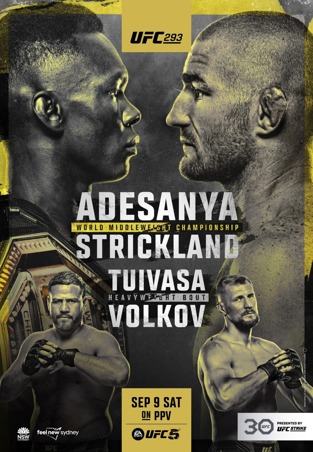 UFC 293 Israel Adesanya Vs Sean Strickland Middleweight Championship ...