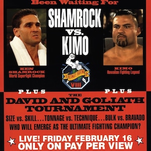 UFC 8 VIII David Vs. Goliath Fight Poster Print 11x16 Ken Shamrock Vs ...