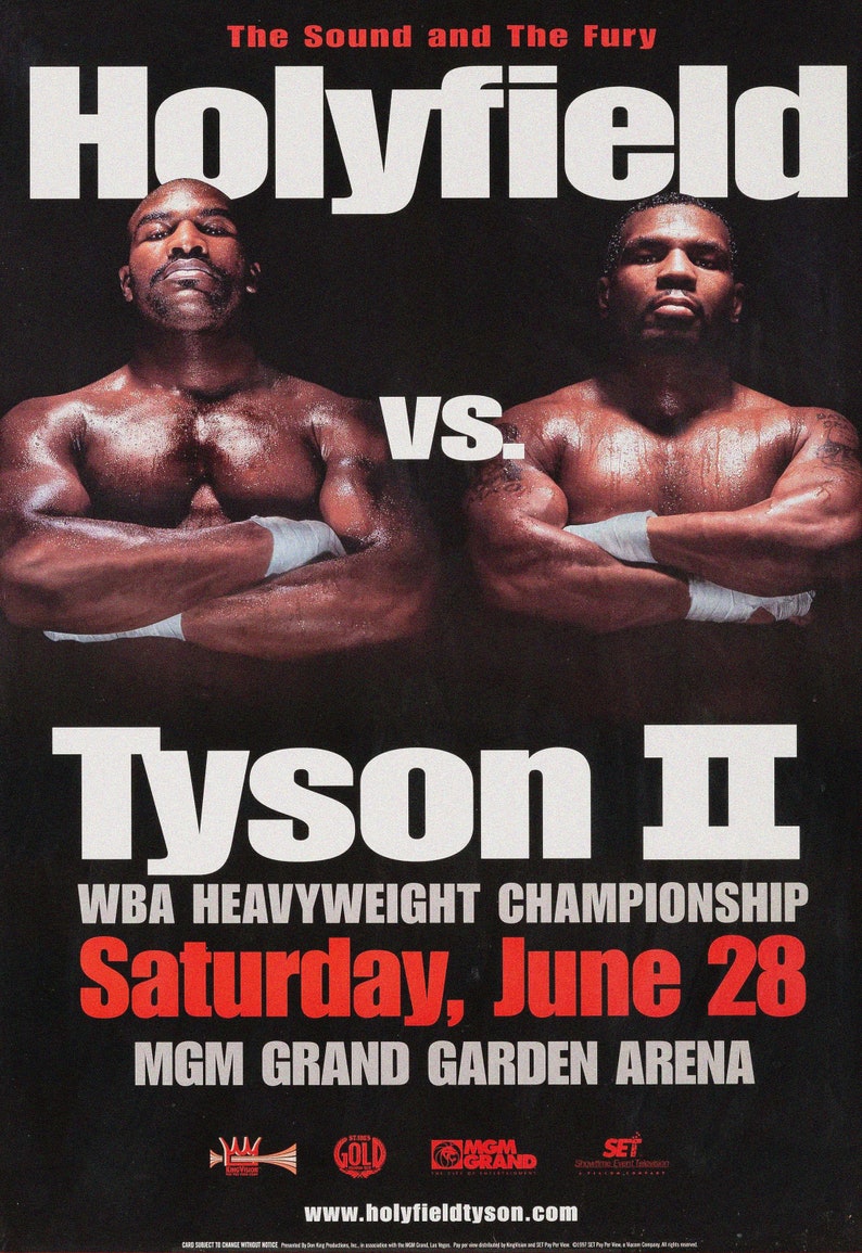 Mike Tyson Vs. Evander Holyfield 2 II the Rematch Fight Poster Print ...