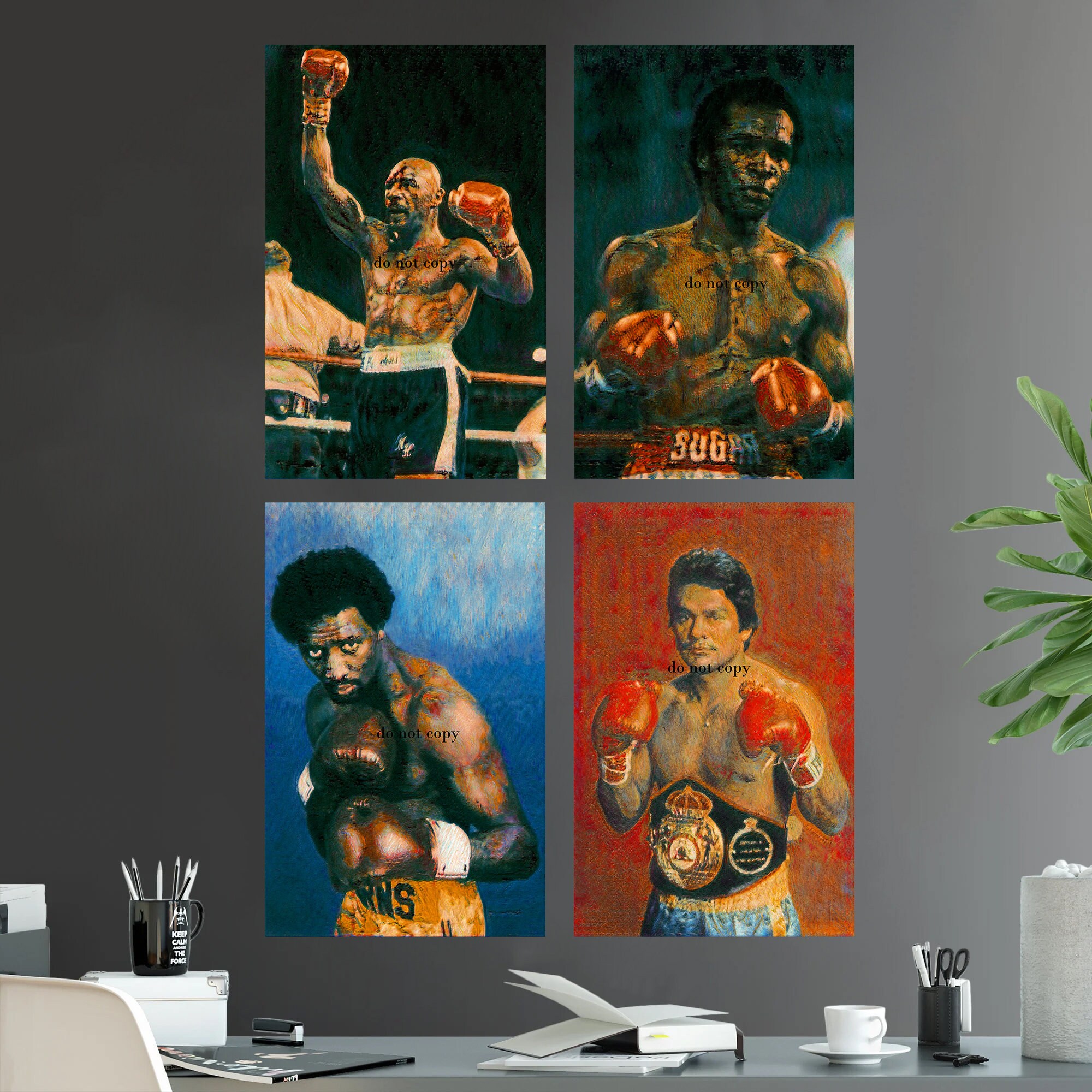 Boxing Icons Sugar Ray Leonard Roberto Duran Marvin Hagler Thomas ...