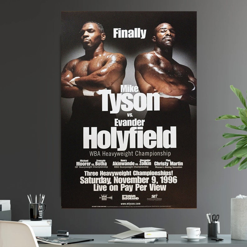 Mike Tyson Vs. Evander Holyfield 1 and 2 Set the Rematch Fight Poster ...