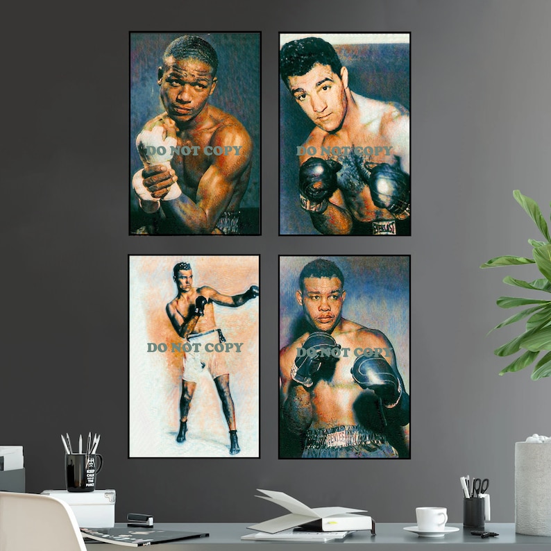Boxing Icons Sugar Ray Robinson Rocky Marciano Joe Louis Jack Dempsey ...