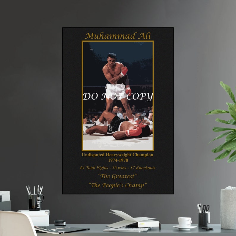 Muhamad Ali Undisputed Heavyweight Champion Iconic Fighter Stats Poster ...