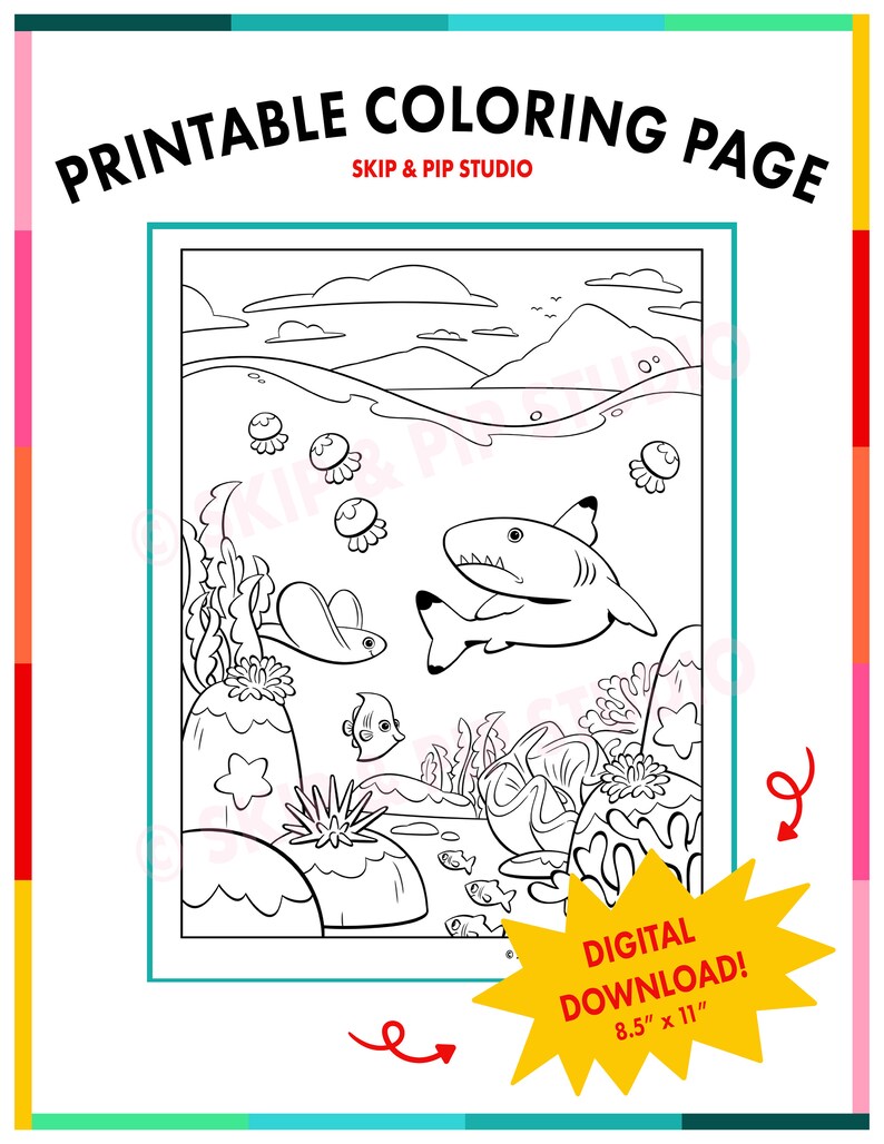 Printable under the Sea Coloring Page for Kids and - Etsy