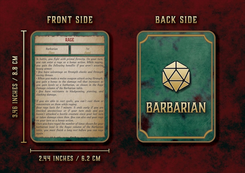 Dnd Barbarian Skills and Traits Cards 5E | 2014 & 2024 | Digital ...