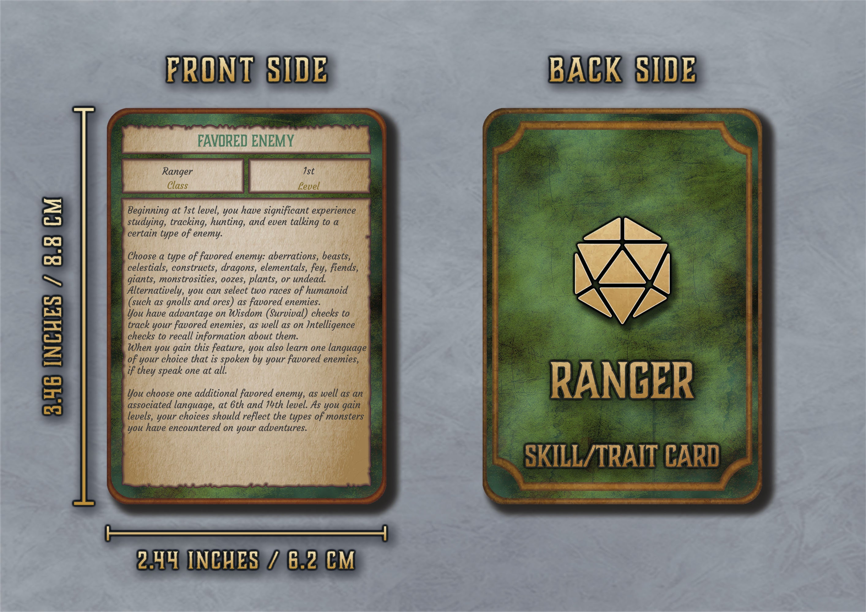 Dnd Ranger Skills and Traits Cards Character Skill Cards - Etsy