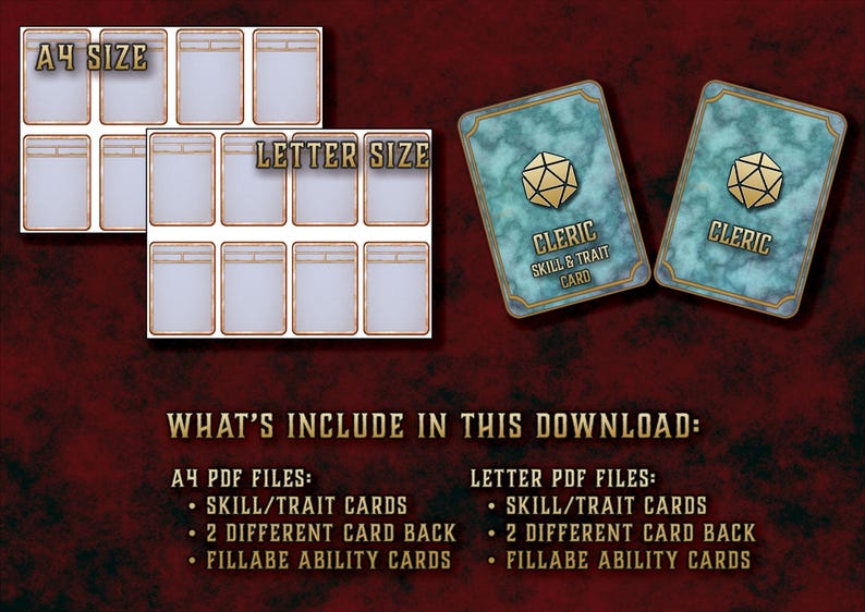 Dnd Cleric Skills and Traits Cards | Character Skills Cards | 5th ...