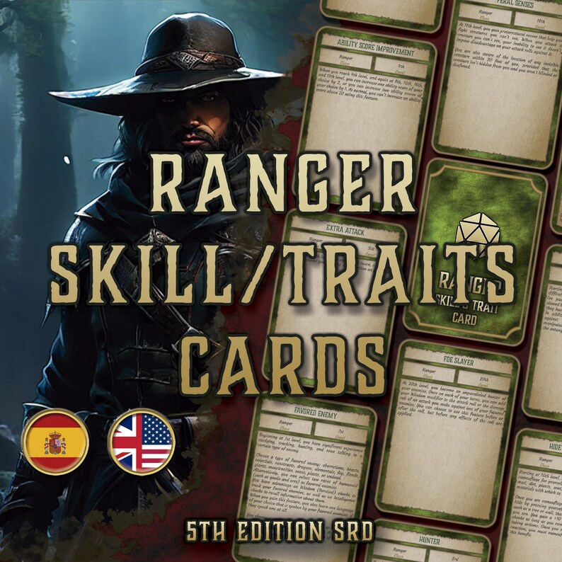 Dnd Ranger Skills and Traits Cards | Character Skills Cards | 5th ...