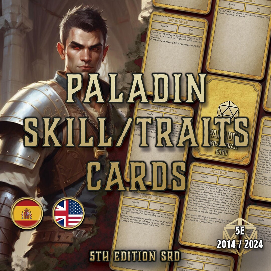 Dnd Paladin Class Cards | Printable Skills & Traits PDF | 5e Character ...