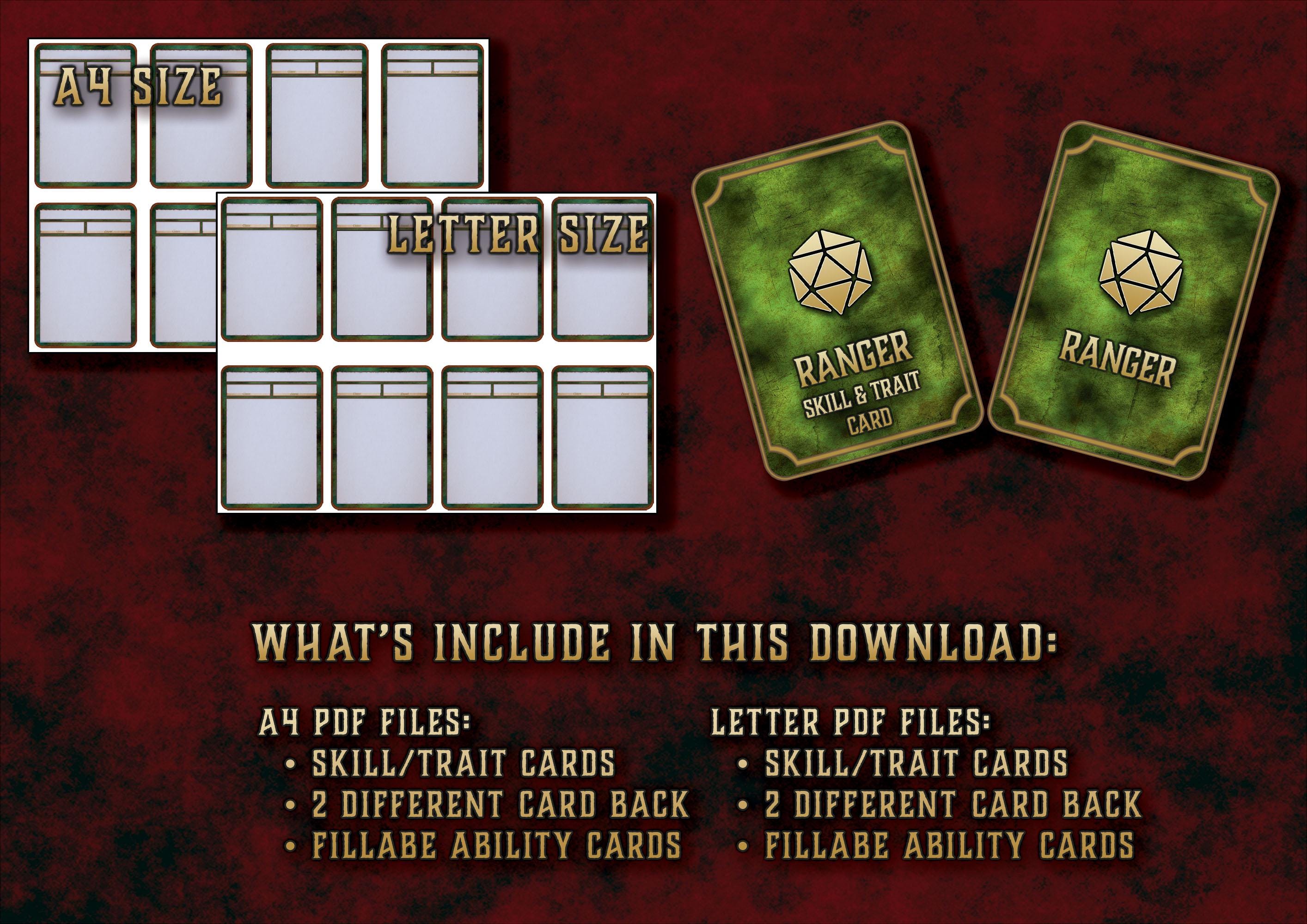 Dnd Ranger Skills and Traits Cards | Character Skills Cards | 5th ...