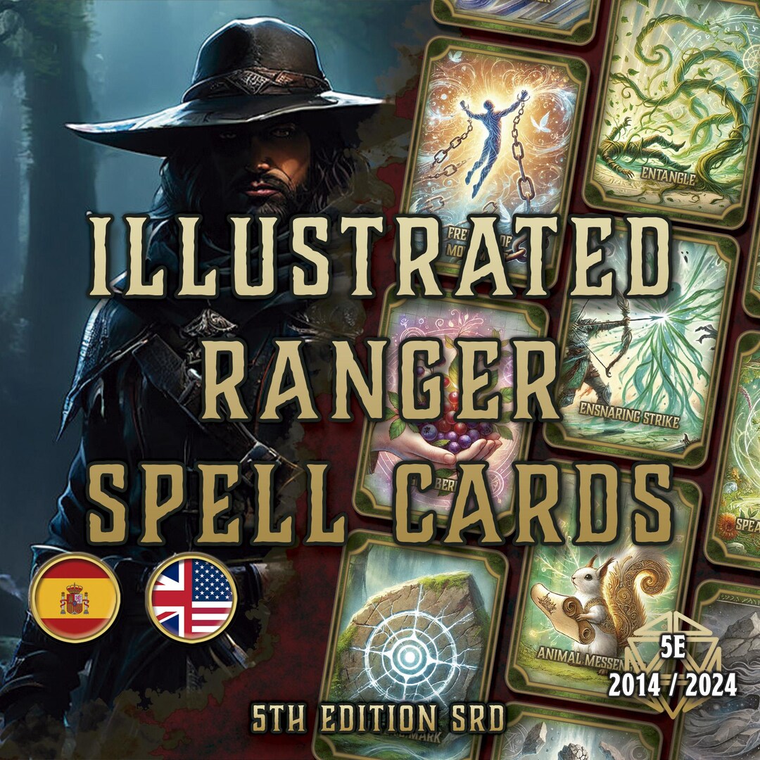 Dnd Ranger 5e Illustrated Spell Cards | Printable Spellbook Accessory ...