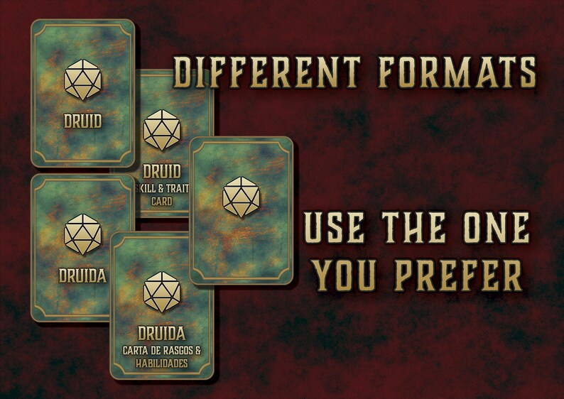 Dnd Druid Class Cards | Printable Skills & Traits PDF | 5e Character ...