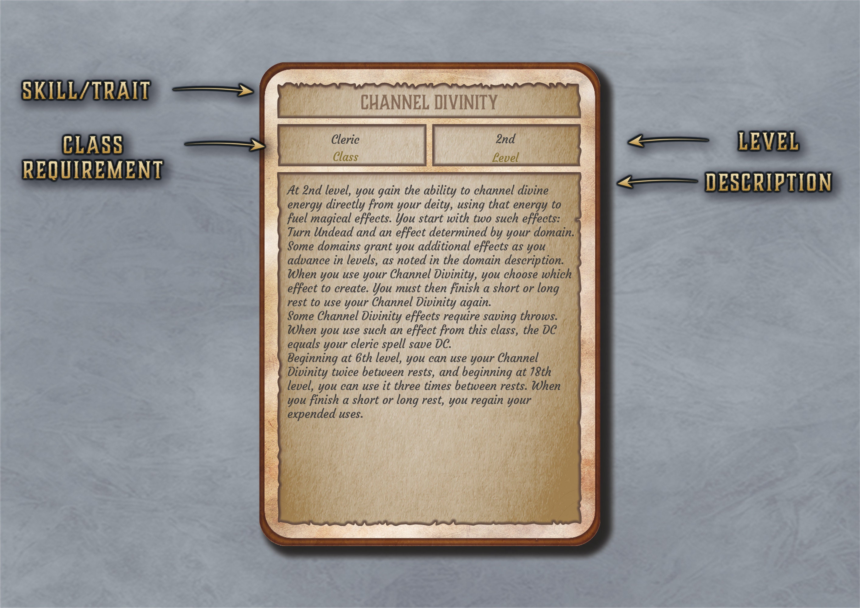 Dnd Cleric Skills and Traits Cards Character Skill Cards 5th Edition Board Game Printable D&D ...