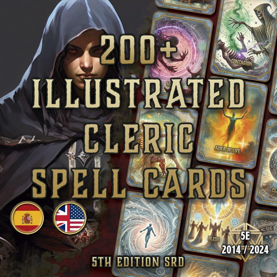 Dnd 5e Cleric Spell Cards Printable | Illustrated Divine Magic PDF 2014 ...