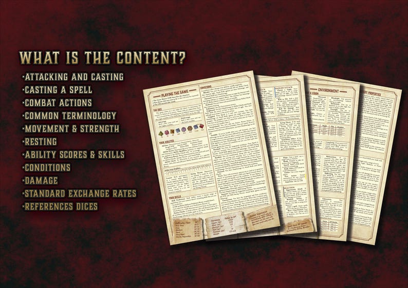 Dnd Player Reference Cheat Sheet Printable - 5E Rules Summary PDF ...