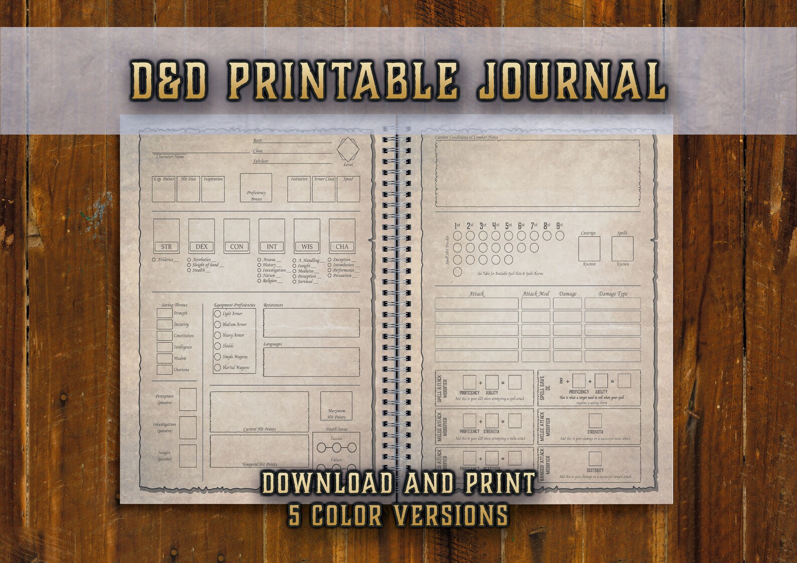 Printable Dnd Character Sheet 5e Dnd Character Sheet D&D - Etsy Canada