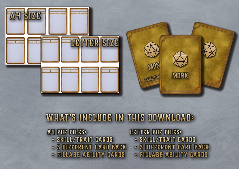 Dnd Monk Skills and Traits Cards Character Skill Cards 5th Edition ...