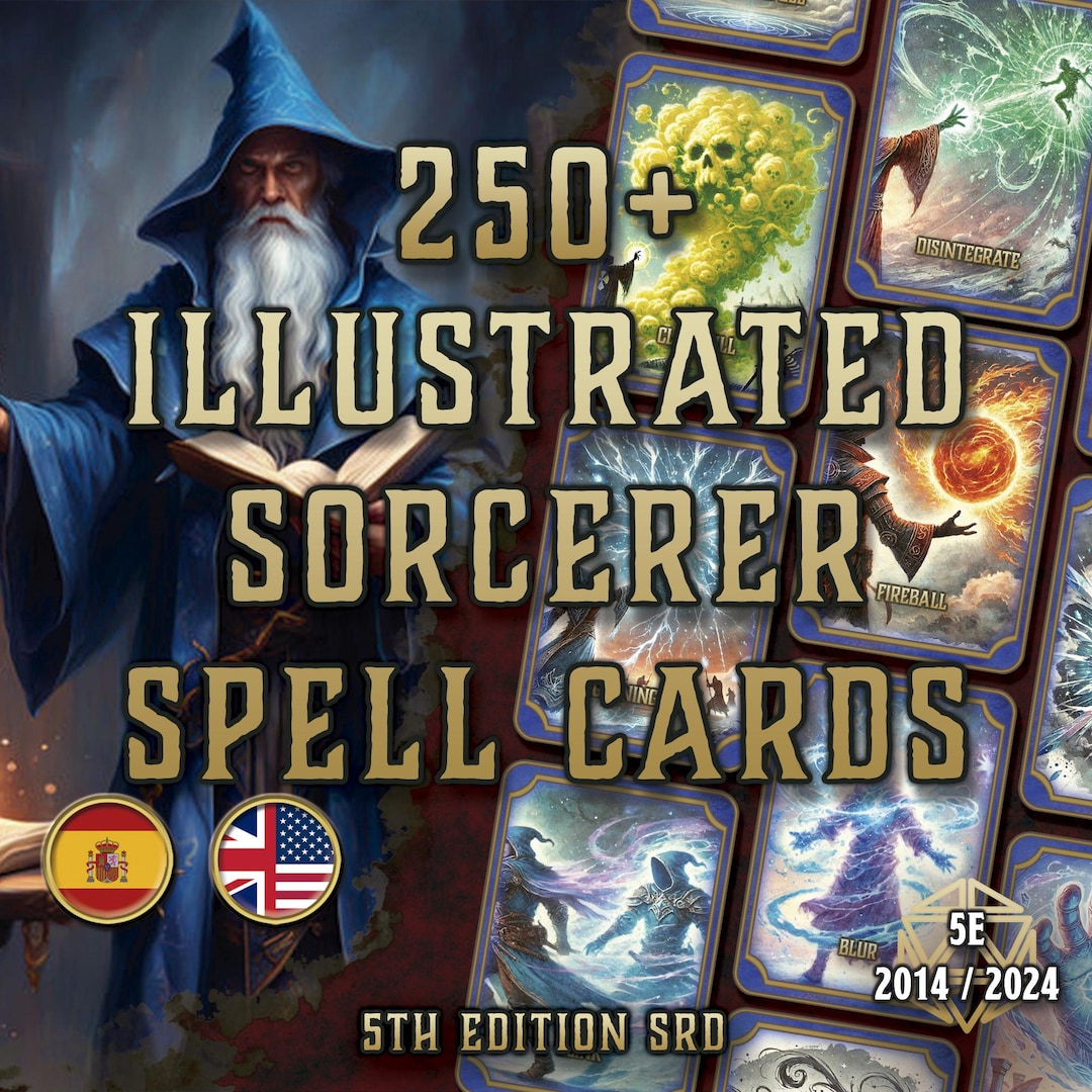 Dnd 5e Sorcerer Spell Cards Printable | Arcane Magic PDF 2014–2024 ...