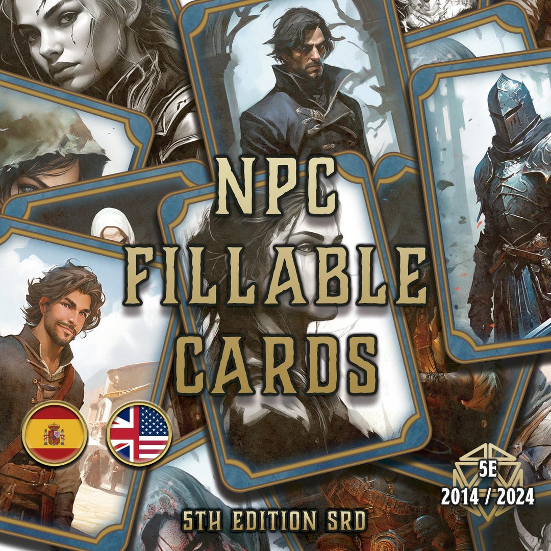 Dnd NPC Fillable Cards Printable - 5E Character Tracker PDF - Digital ...