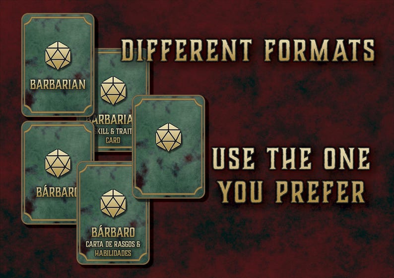 Dnd Barbarian Class Cards Printable - 5E Skills & Traits PDF 2014–2024 ...