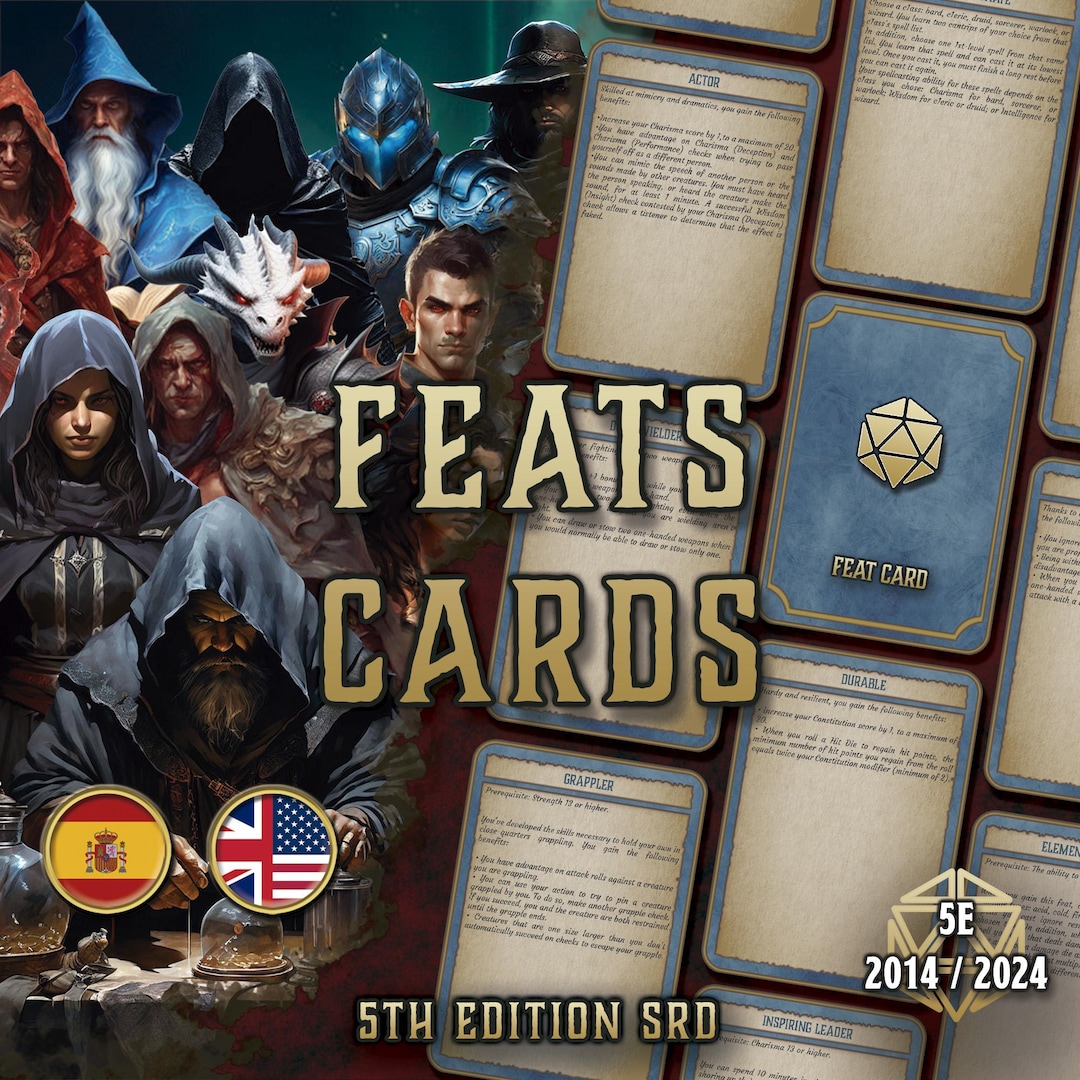 Dnd Feats Cards 5E | 2014 & 2024 | Digital Printable - Etsy