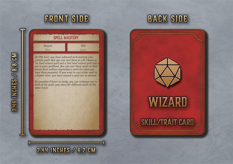 Dnd Wizard Skills and Traits Cards Character Skill Cards - Etsy