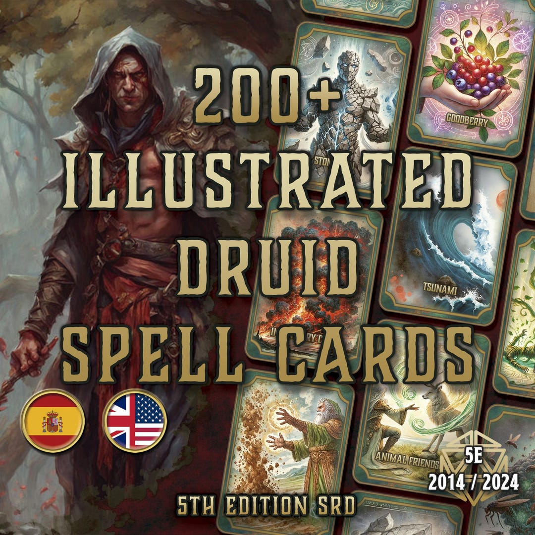 Dnd 5e Druid Spell Cards Printable | Illustrated Nature Magic PDF 2014 ...
