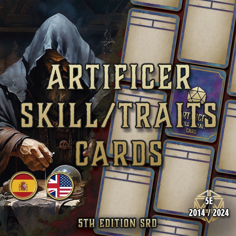 Dnd 5e Artificer Class Cards Printable | 5e Skills & Traits PDF for 2014–2024 | Fillable ...