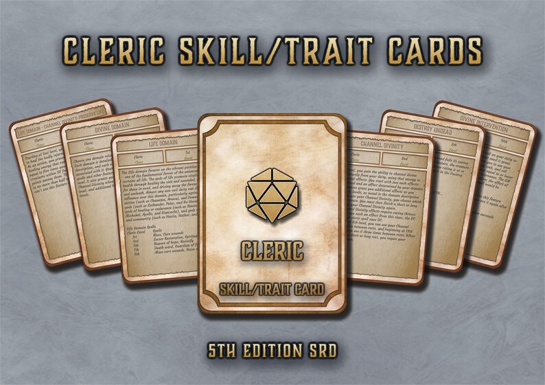 Dnd Cleric Skills and Traits Cards Character Skill Cards 5th Edition ...