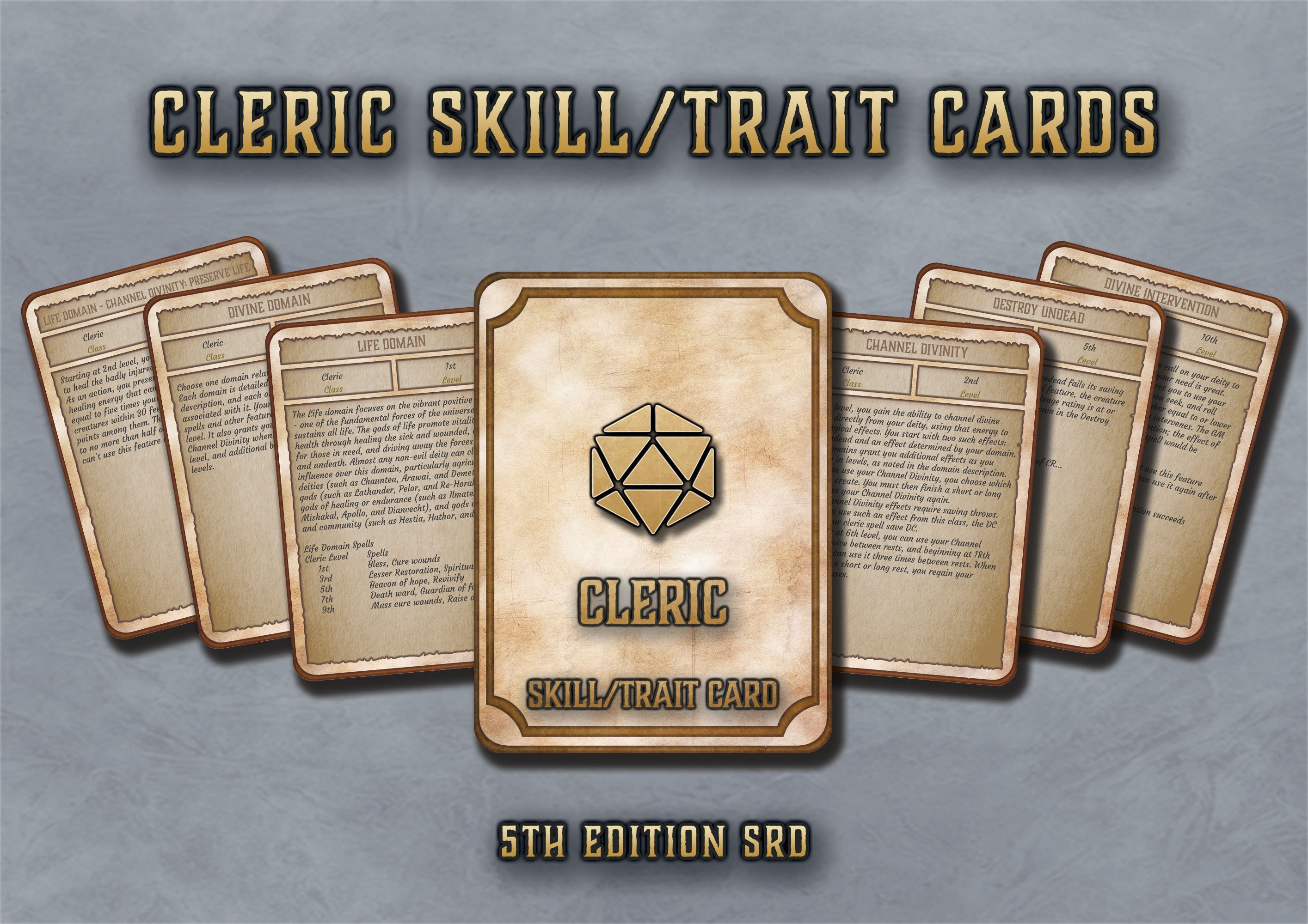 Dnd Cleric Skills and Traits Cards Character Skill Cards 5th Edition ...