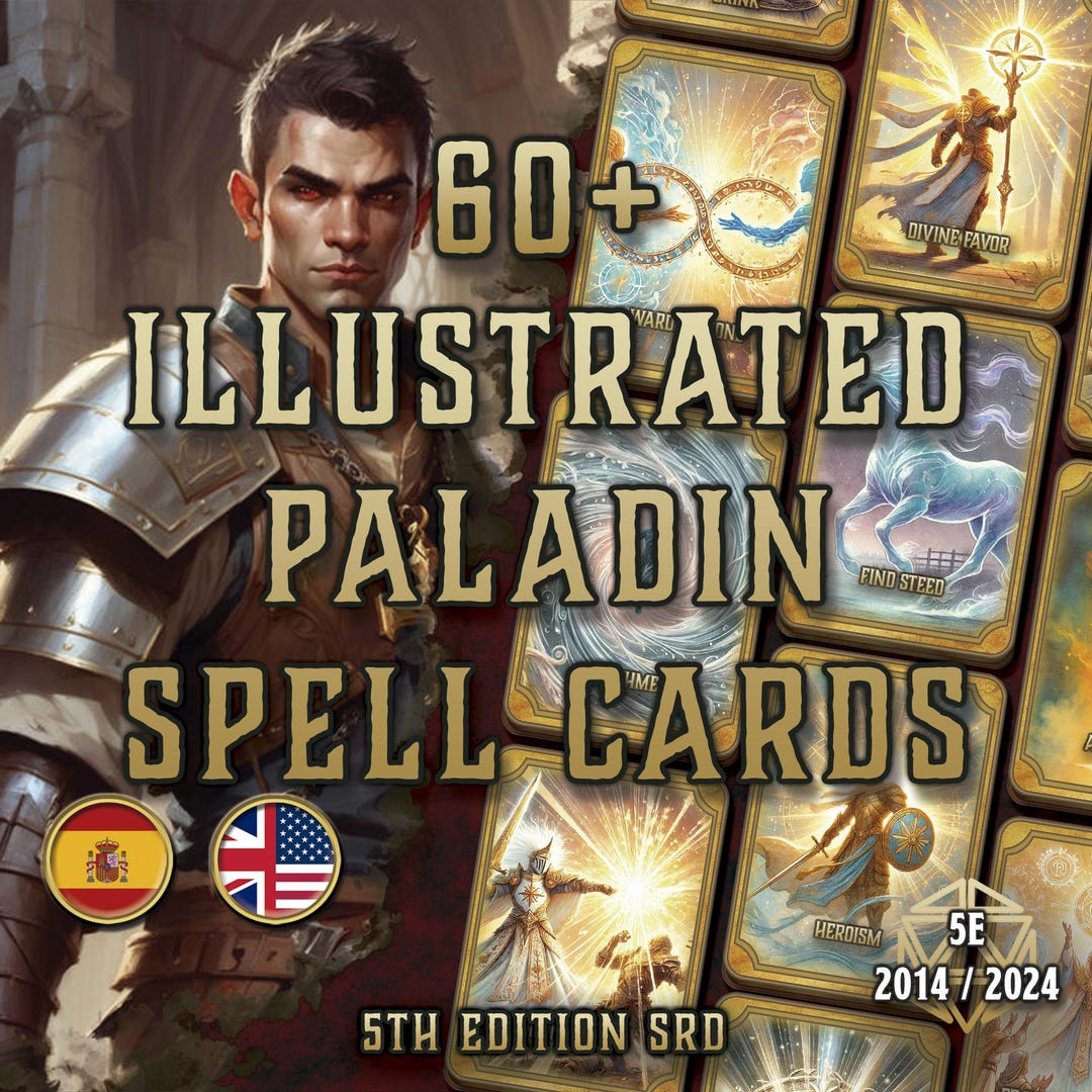 Dnd Paladin 5e Illustrated Spell Cards | Printable Spellbook Accessory ...