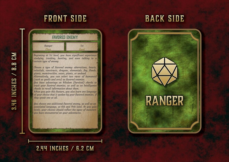 Dnd Ranger Skills and Traits Cards | Character Skills Cards | 5th ...
