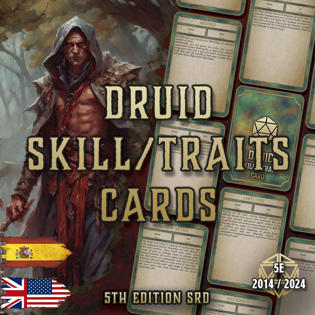 Dnd 5E Druid Skills and Traits Cards | Class Abilities | Printable PDF ...