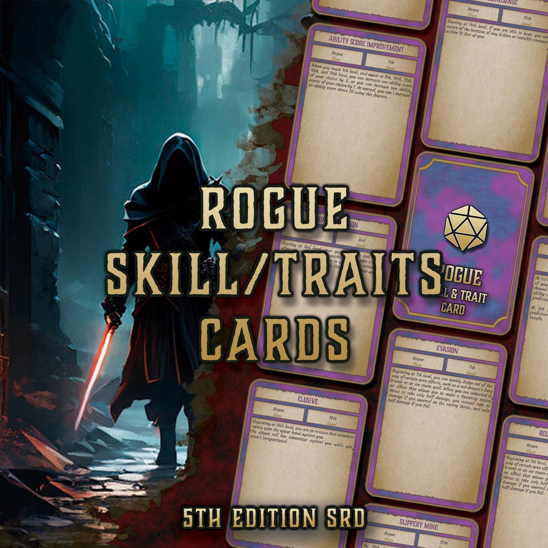 Dnd Rogue Skills and Traits Cards Character Skills Cards 5th Edition ...