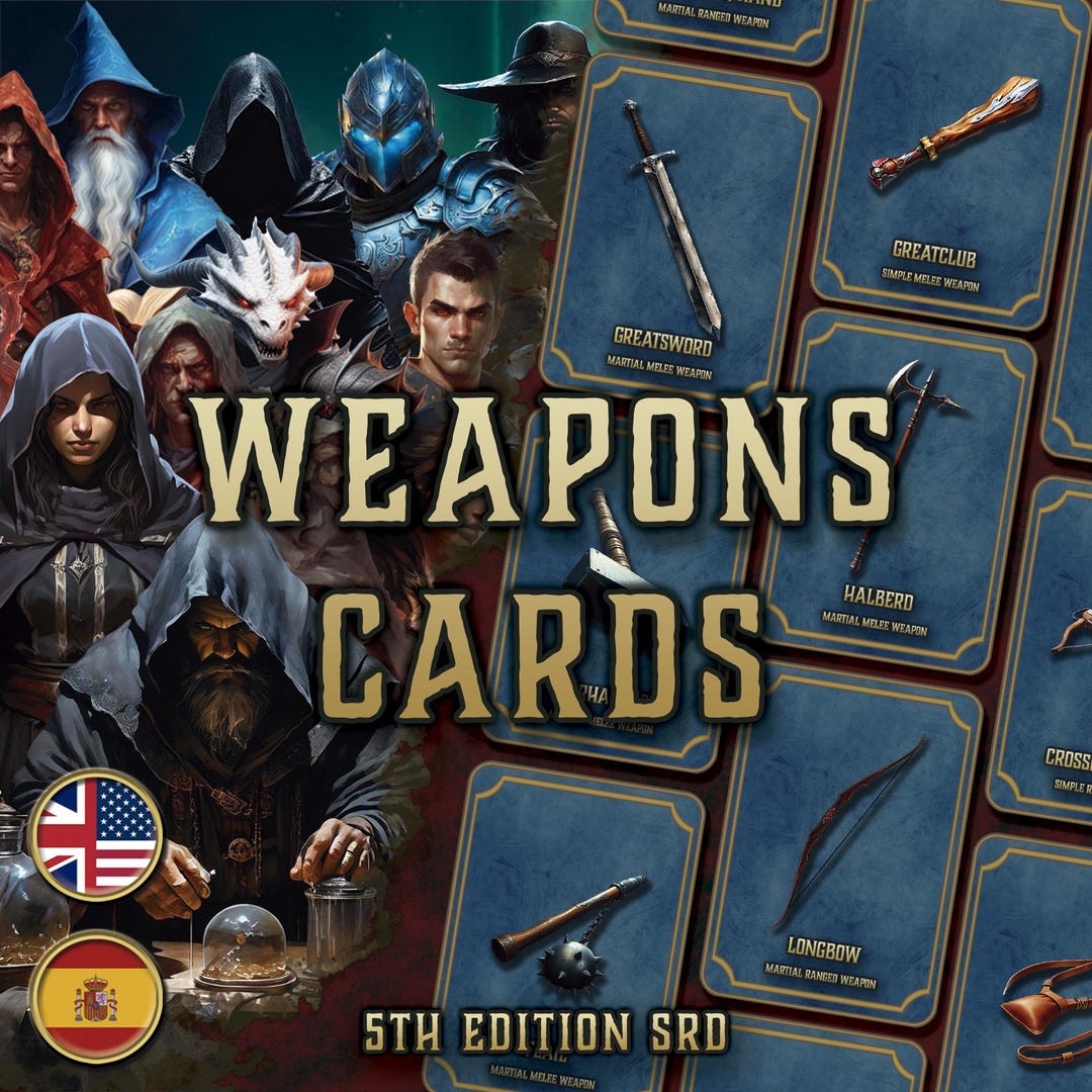 Dnd Weapons Cards Character Weapons Cards 5th Edition Board Game ...